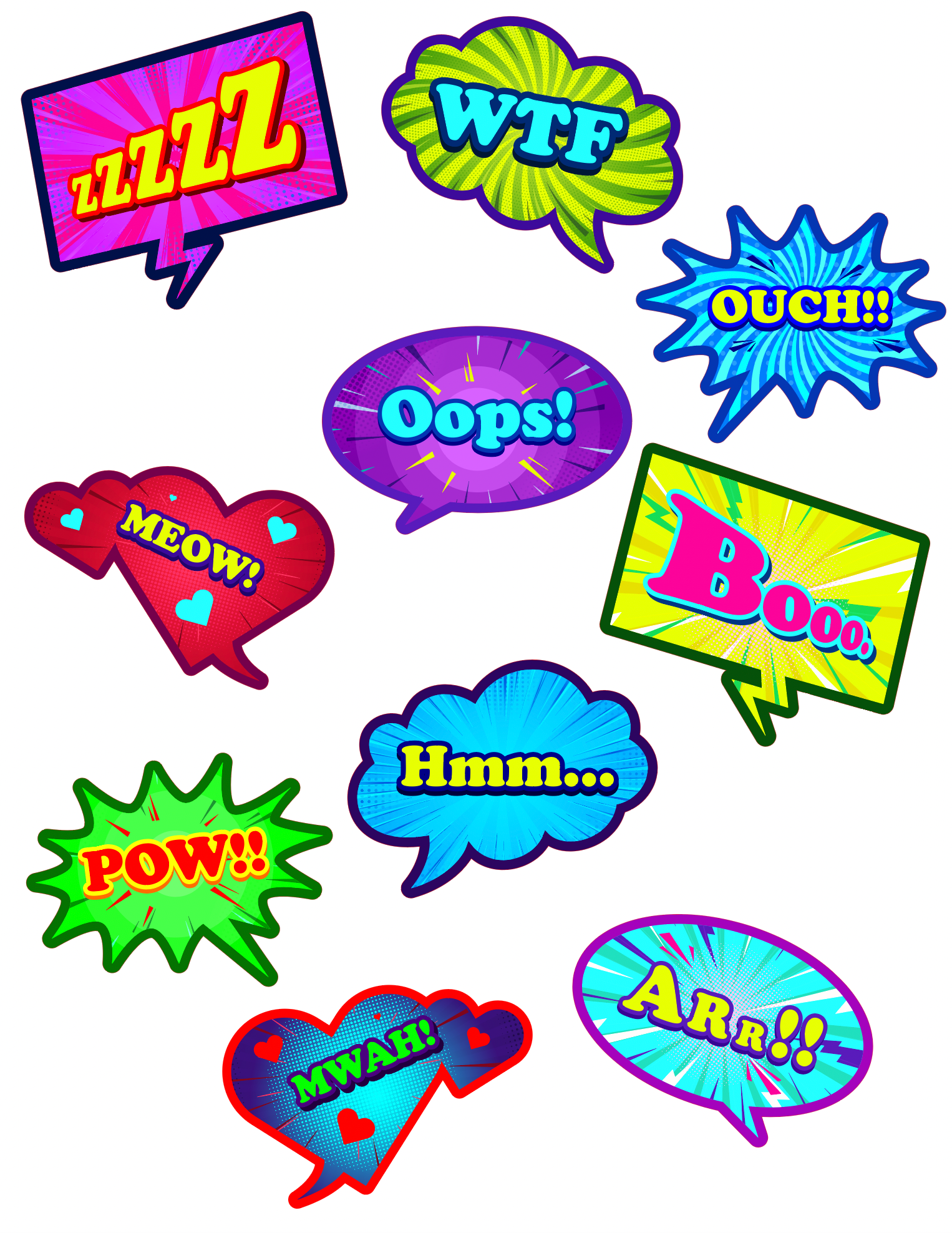 Neon Speech Bubbles – Props To You - Photo Booth Props