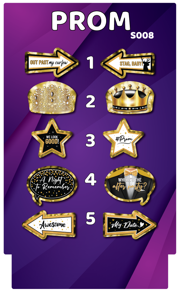 BUNDLE! Prom - 5 Double-Sided Photo Booth Props – Props To You - Photo ...